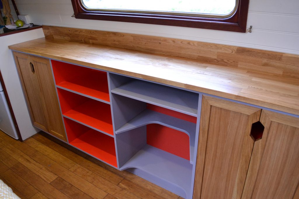 Narrowboat Desk and Storage - Jim Mustill Woodwork
